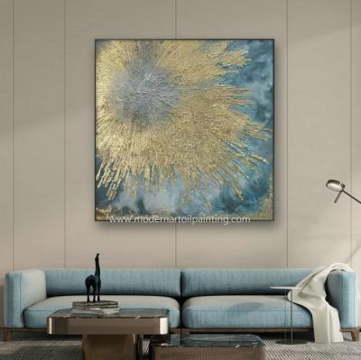 Cina Decorazioni fatte a mano 80 cm x 80 cm della parete di Art Canvas Paintings For Christmas dell'estratto dell'oro in vendita