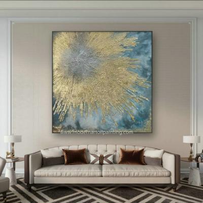 Cina Decorazioni fatte a mano 80 cm x 80 cm della parete di Art Canvas Paintings For Christmas dell'estratto dell'oro in vendita