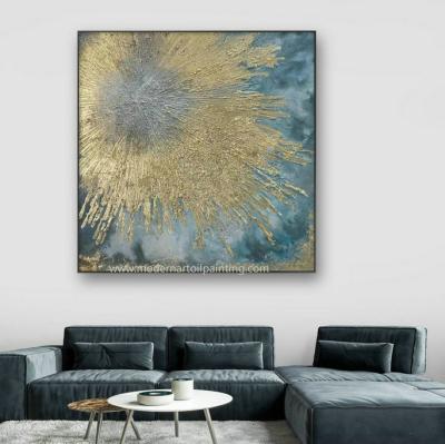 Cina Decorazioni fatte a mano 80 cm x 80 cm della parete di Art Canvas Paintings For Christmas dell'estratto dell'oro in vendita