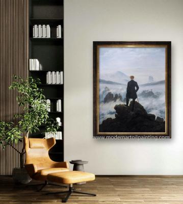 Cina Artista romantico tedesco Caspar David Friedrich, il vagabondo sopra il mare di nebbia, pittura a olio su tela in vendita