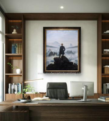 Cina Artista romantico tedesco Caspar David Friedrich, il vagabondo sopra il mare di nebbia, pittura a olio su tela in vendita