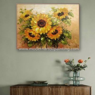 Cina Parete Art For Bedroom dei fiori della pittura a olio del mestichino del girasole in vendita