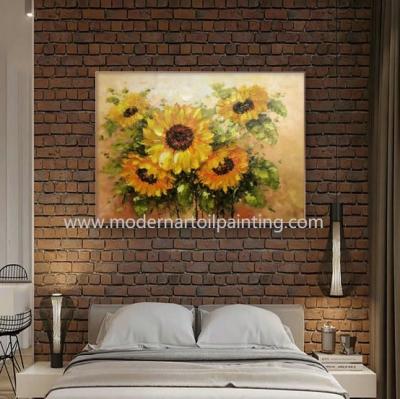 Cina Parete Art For Bedroom dei fiori della pittura a olio del mestichino del girasole in vendita