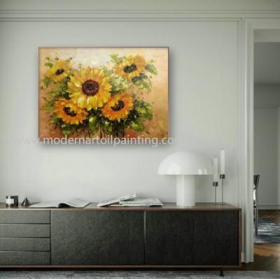 Cina Parete Art For Bedroom dei fiori della pittura a olio del mestichino del girasole in vendita
