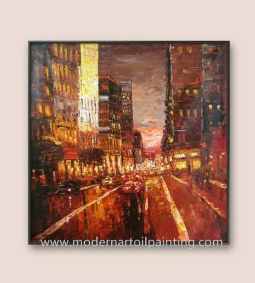 China Pinturas a óleo modernas da rua da pintura a óleo da faca de paleta da arquitetura da cidade para a decoração à venda