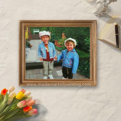 Cina Tela realistica dei ritratti su ordinazione della pittura a olio dei bambini dalle foto in vendita
