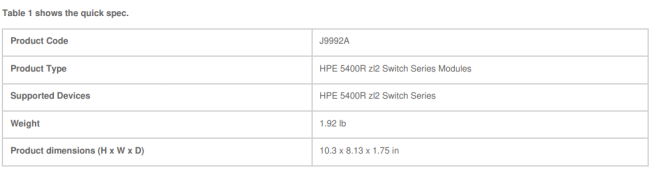 Rear view of HP J9992A network module
