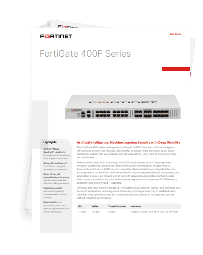 FortiGate 400F Series Data Sheet
