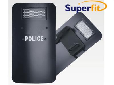 China Convex Aluminum alloy riot shield with baton holder for protection for sale