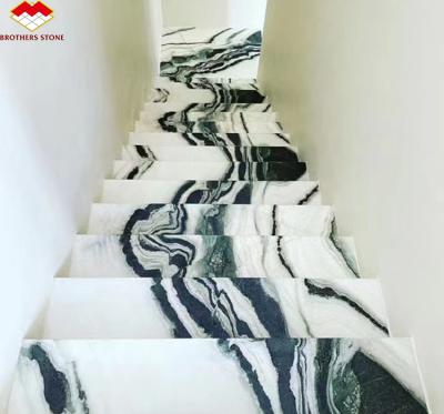 China Escadas de hotéis modernas irmãos Pedra Panda Branco Marmoreiras e elevadores antiderrapante à venda