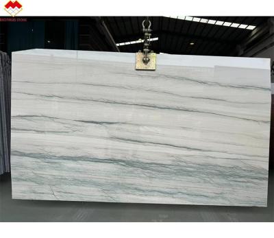 中国 現代のキッチン床と階段 緑/灰色の静脈を持つ白色 カラカッタ マンバーブックマッチテーブルカウンタートップ 販売のため