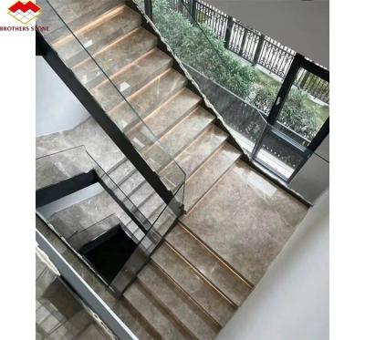Cina Pietra naturale scala retta piastrelle di marmo grigio anti scivolamento in vendita