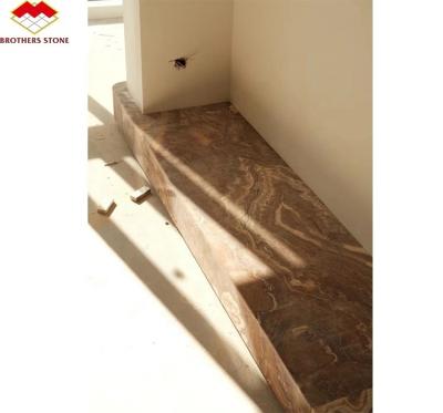 Cina Marmo di onice rosso tigre naturale trasparente lucidato per il design dell'hotel di giada retroilluminato moderno in vendita