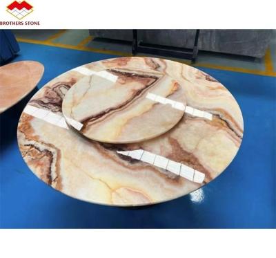 China Backlit Red Onyx Marble Stone Book Matched Slab for Transparent Marble Table Pattern for sale