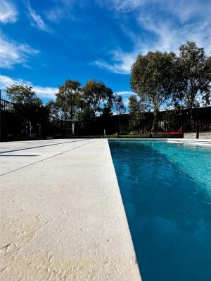 Cina Stile di design moderno piastrelle di pietra travertina argento naturale piastrelle di piattaforma avorio per pavimenti piscina in vendita