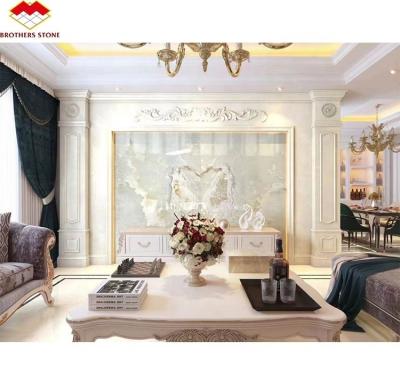 China Cut-To-Size Polished Luxury Translucent White Onyx Marble Slab for Villa Wall Art Panel for sale