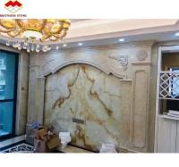 China Cut-To-Size Polished Luxury Translucent White Onyx Marble Slab for Villa Wall Art Panel for sale