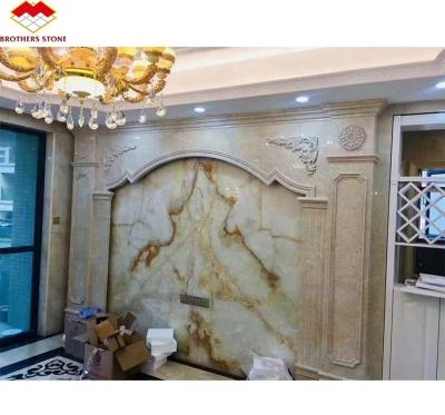 China Cut-To-Size Polished Luxury Translucent White Onyx Marble Slab for Villa Wall Art Panel for sale