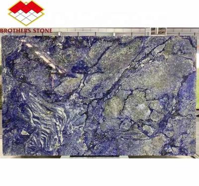 Cina Moderno Luxury Brasile Hotel Cucina Punteggio Blu Scuro Zaffiro Marmo Pietra Grandi Slab in vendita