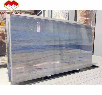 China Directly Sell Honed Azul Imperial Slab Blue Sky Quartzite Grand Skylight Marble Tile for sale