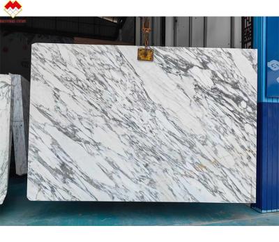 China Wall and Flooring Modern Design Snow White Marble Table Top with Brown Veins for sale