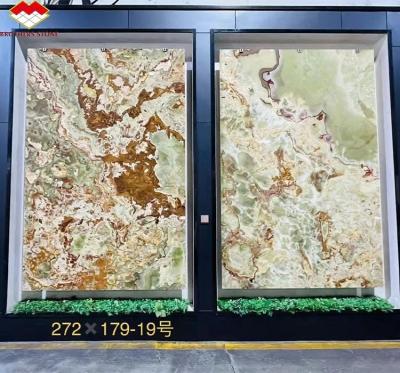 Cina Pannello retroilluminato in marmo di onice verde per il design grafico moderno e la decorazione murale in vendita