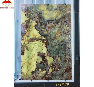 Cina Pannello retroilluminato in marmo di onice verde per il design grafico moderno e la decorazione murale in vendita