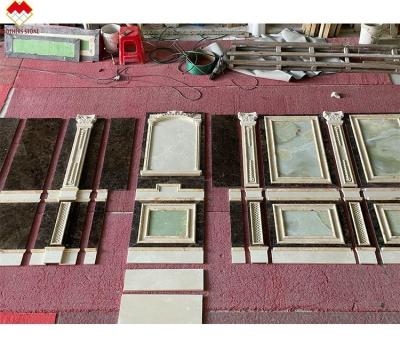 Cina Villa sfondo rivestimento murario verde onicso e marmo beige lastra di pietra in design moderno in vendita