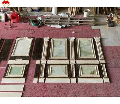Cina Villa sfondo rivestimento murario verde onicso e marmo beige lastra di pietra in design moderno in vendita