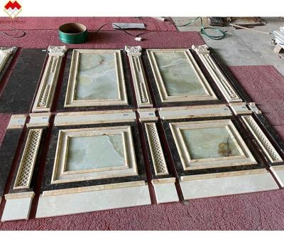 Cina Villa sfondo rivestimento murario verde onicso e marmo beige lastra di pietra in design moderno in vendita