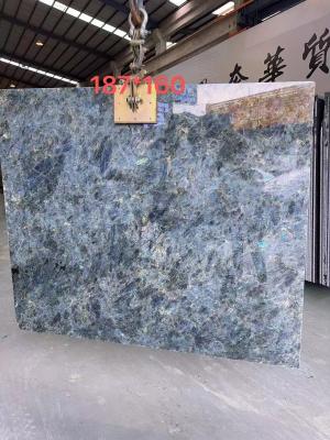 Cina Grande lastra lucidata lucente labradorite blu granito tavolo da lavoro e disegno dell'isola in vendita