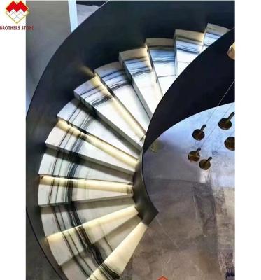 Cina Pannello di scalinata interna con LED Panda marmo bianco pedane e risers per villa controllato in vendita
