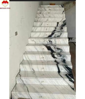 Cina Progettazione di scale per ville Piastrelle di marmo dolomitico in bianco panda con superficie lucidata in vendita