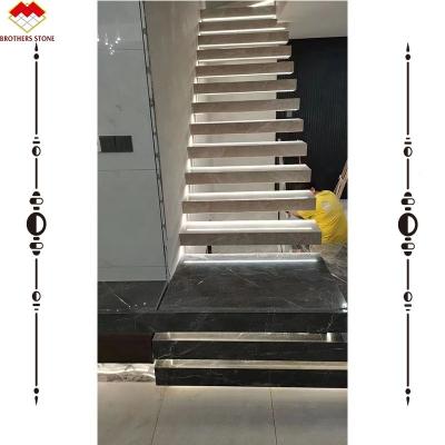 China 15 18 mm grijze marmeren spiraaltrappen voor moderne huizen en eenvoudige installatie Te koop
