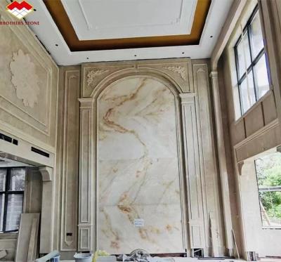 Cina Modern White Onyx Marble Wall Bookmatched Slabs per la decorazione personalizzata in pietra naturale in vendita