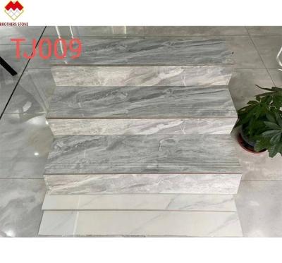 China Modern Design Glazed Polished Porcelain Stair Tiles Prices Stone Imitation Texture for sale