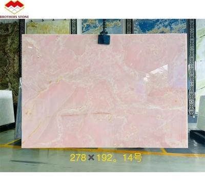 China Modern Translucent Crystal Pink Onyx Slab Stone Lamps for Backlit Wall Background Panel for sale