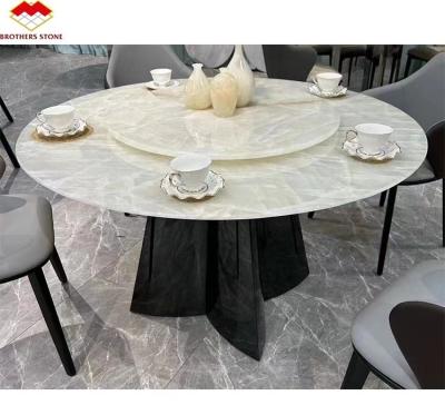 Cina Tavolo di marmo in onico trasparente per il pranzo di lusso in vendita