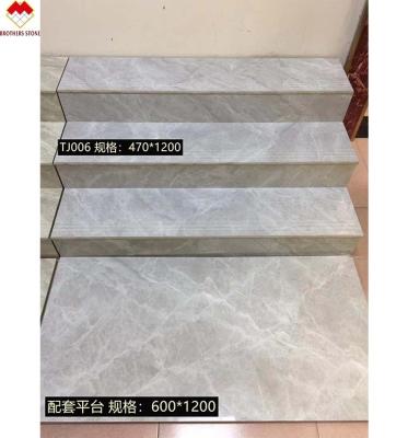 China Modern Design Glazed Polished Porcelain Stair Tiles Prices Stone Imitation Texture for sale