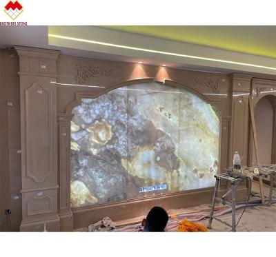 Cina Decorazione alberghiera e villa con stile di design moderno Sfondo in lastra di marmo blu onyx in vendita