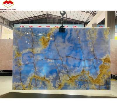 Cina Disco di pietra naturale translucente blu onice per il televisore in vendita