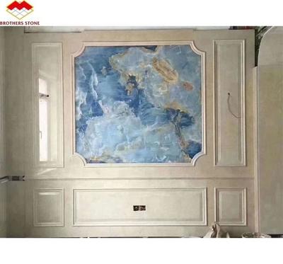 Cina Disco di pietra naturale translucente blu onice per il televisore in vendita