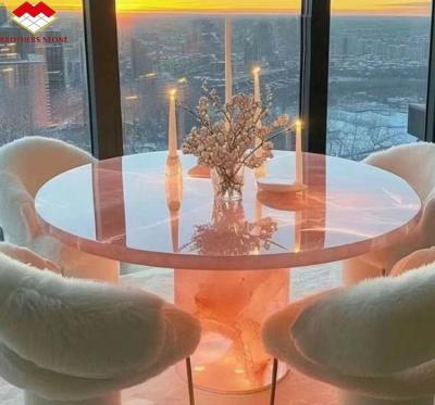 Cina Pietra naturale retroilluminata rosa onice lastra di pietra traslucida per tavolo moderno e batutub in vendita