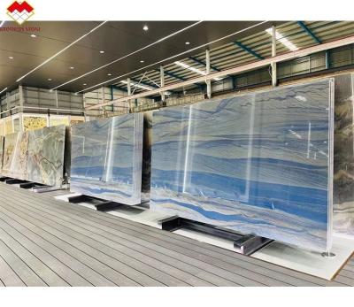 China Luxe Blauwe Macauba's Natuurlijke Blauwe Marmeren Slab Countertop Quartz tegels Te koop