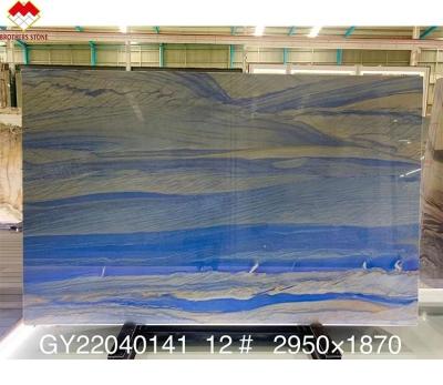 Cina Luxury Azul Macaubas Natural Blue Marble Slab Da bancone Piastrelle di quarzo in vendita