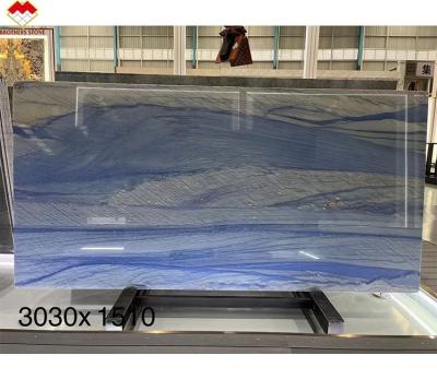 Cina Luxury Azul Macaubas Natural Blue Marble Slab Da bancone Piastrelle di quarzo in vendita