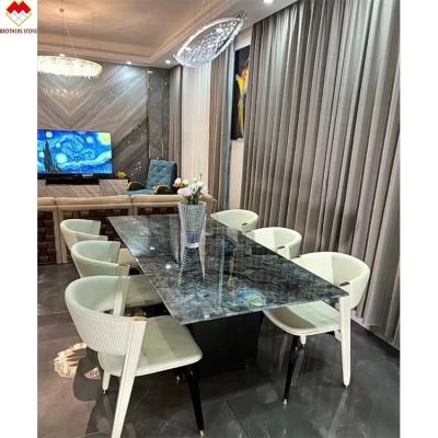 Cina Grande Slab Luxury Smeraldo Blu Onyx Marmo dal Brasile per Tavolo Trasparente Cena in vendita