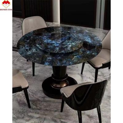 Cina Grande Slab Luxury Smeraldo Blu Onyx Marmo dal Brasile per Tavolo Trasparente Cena in vendita
