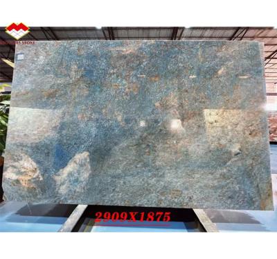 China Amazon Blue Luxury Stone gepolijste plaat voor villa en hotel interieur design inspiratie Te koop