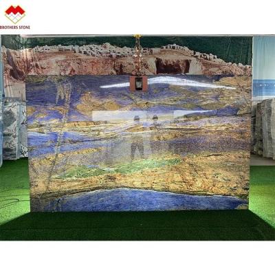 China Translucent Golden Blue Onyx Perfect voor Hotel Wandpaneel uit Brazilië Steen Bolivia Te koop